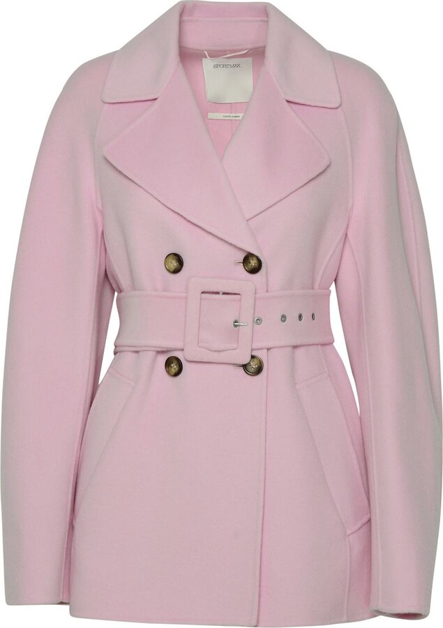 Sportmax Caban In Misto Lana Rosa - ShopStyle Capes