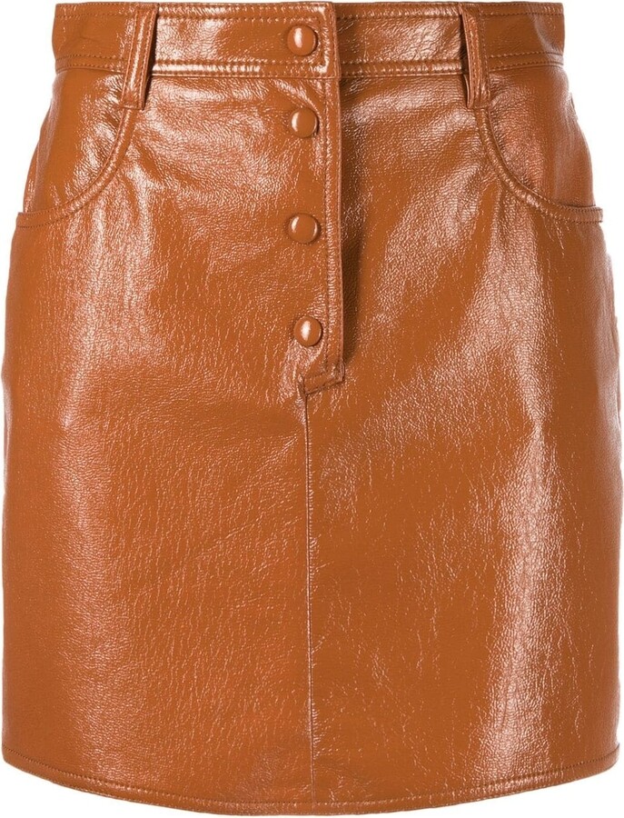 MSGM Vinyl-Effect High-Waisted Miniskirt - ShopStyle