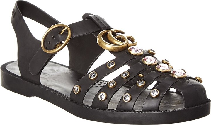 Gucci Crystal Embellished Rubber Sandal - ShopStyle