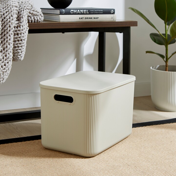 Dunelm 21L Ribbed Plastic Storage with Lid Mushroom - ShopStyle Baskets ...