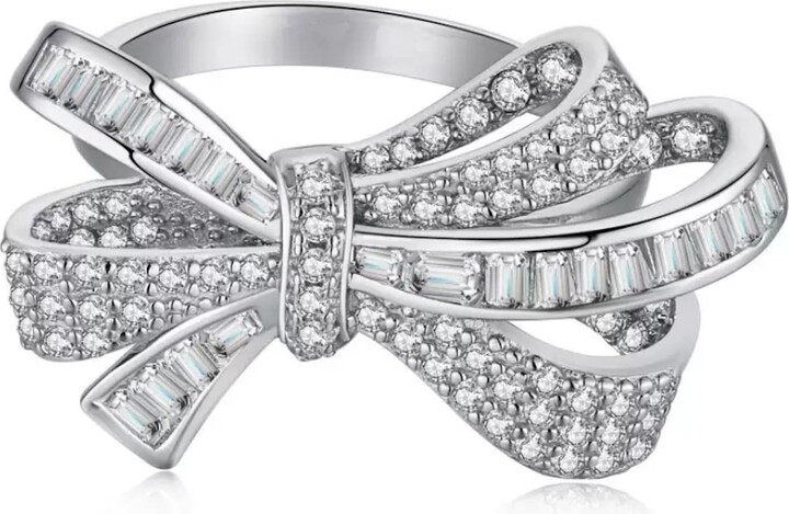 W.j.y. Studio Women's White Gold Brilliant Diamond Bow Ring - ShopStyle