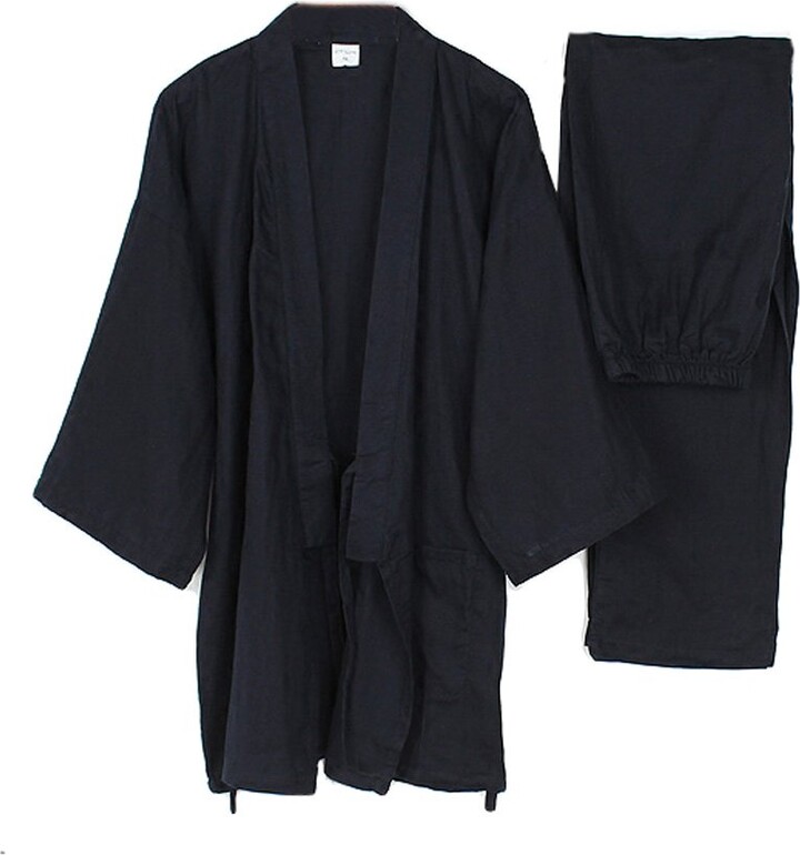 thefancypumpkin Fancy Pumpkin Men's Japanese Style Robes Loose Pure Cotton Kimono Pajamas Suit ...