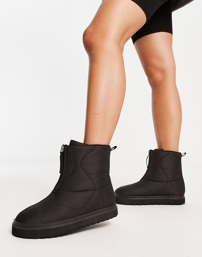ASOS DESIGN Avenue padded zip front boots in black - ShopStyle