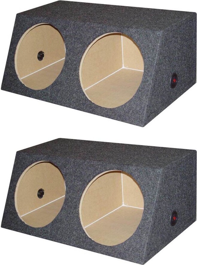 QPower QSMBASS12 Dual 12" Sealed Angled Subwoofer Box Speaker Enclosure ...