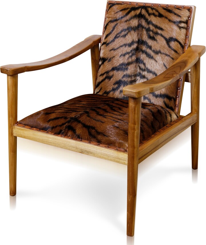 StyleCraft Home Collection Galaxia - Tiger Print Lounge Chair - Solid ...