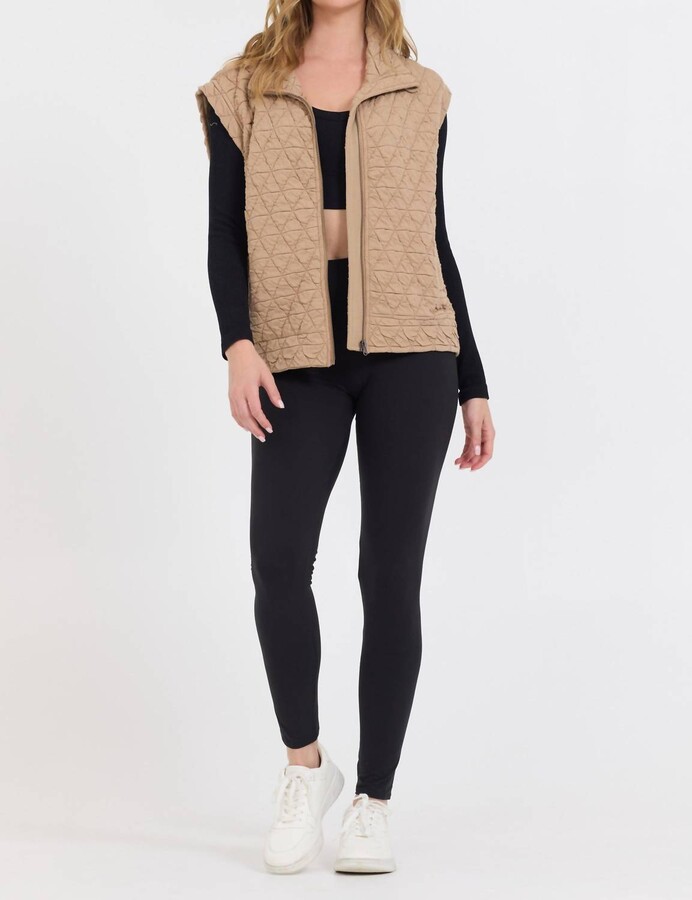 Vintage Havana Quilted Zip Up Vest In Caramel - ShopStyle