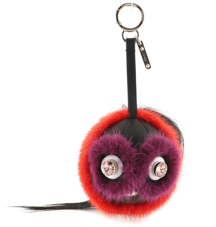 Fendi Monster Bird Mohawk Bag Charm Fur with Spiked Leather - ShopStyle