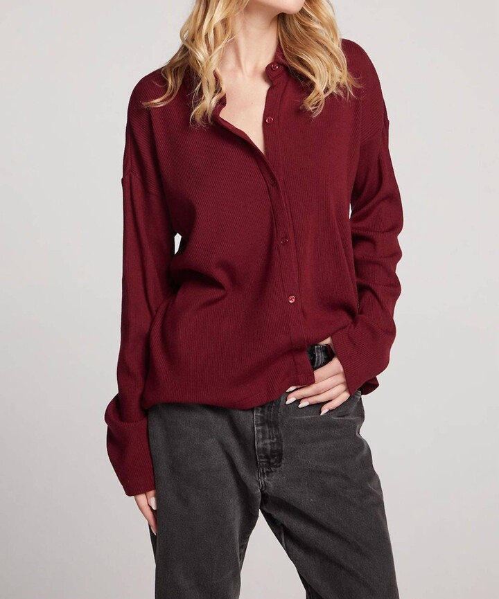 Chaser Fenna Button Down Shirt In Fig - ShopStyle Tops