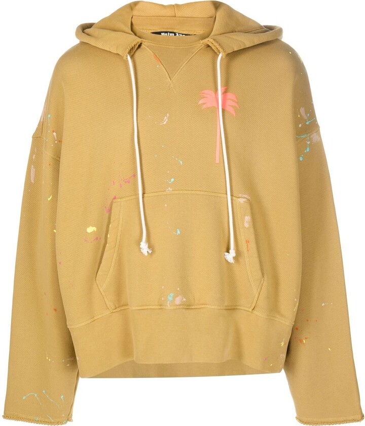 Palm Angels Paint-Splatter Palm-Tree Hoodie - ShopStyle