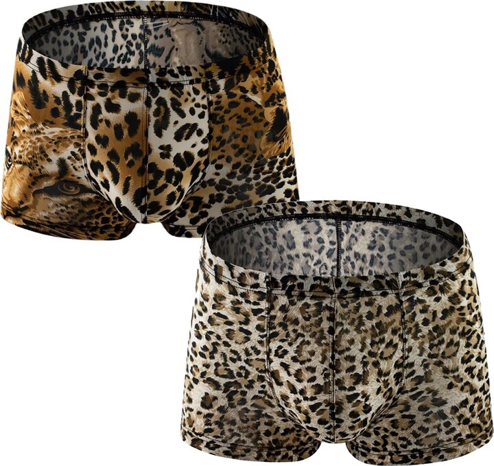 Faringoto Men's Leopard Print Underwear Briefs Low Rise Bulge Pouch ...