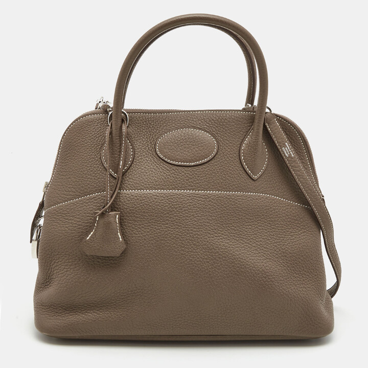 Hermes Etoupe Clemence Leather Bolide 31 Bag - ShopStyle