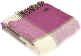 Tweedmill Raspberry Block Check Pure New Throw 150cm x 183cm Pink/Green ...