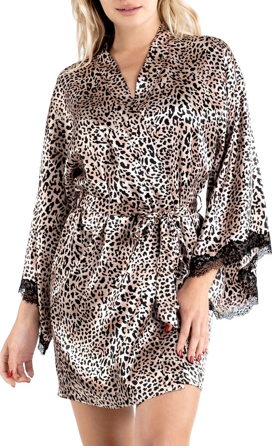 Jonquil Leopard Print Satin Robe - ShopStyle