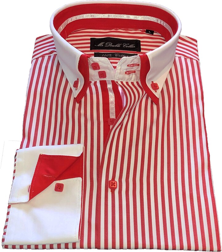 MrDoubleCollar Mens Shirt Smart Casual Formal Double Collar Longsleeve ...