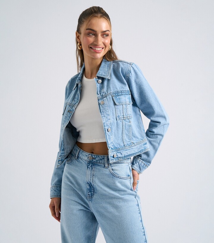 Women's Pale Blue Denim Crop Jacket Urban Bliss - ShopStyle