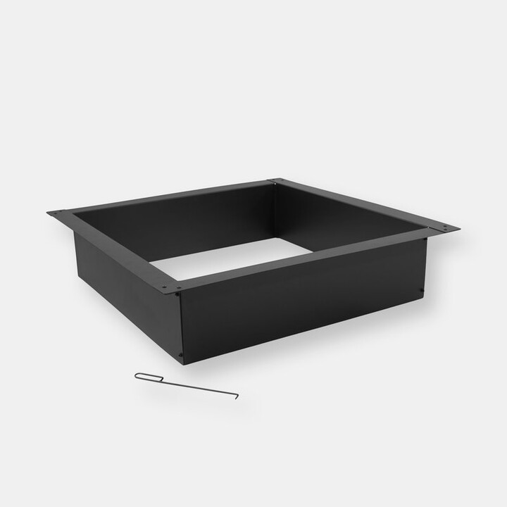 Sunnydaze Decor Fire Ring Square Heavy-Duty Black Backyard Fire Pit Rim ...