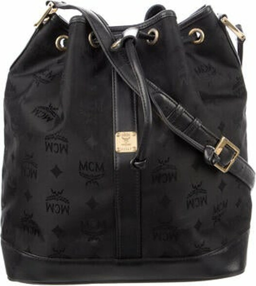 MCM Leather-Trimmed Visetos Bucket Bag - ShopStyle