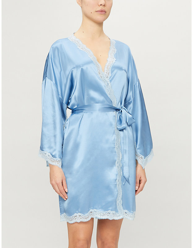 Nk Imode Francois lace-trimmed silk-satin kimono - ShopStyle Lingerie ...
