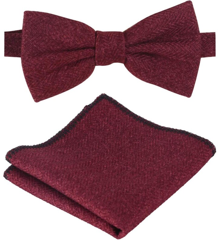 Sirri Boys Herringbone Tweed Wedding Dickie Bow Tie & Handkerchief Set ...