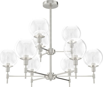 Mercer41 Hunter Jaylanie With Clear Glass 9 Light 2 Tier Chandelier ...