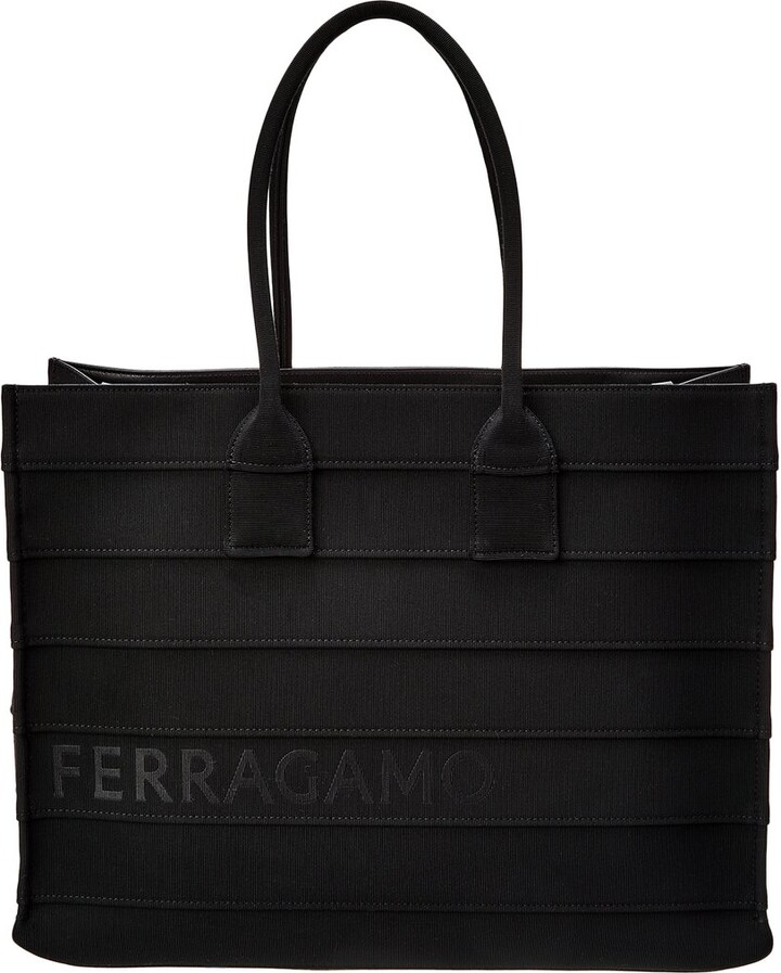 Ferragamo Signature Large Leather-Trim Tote - ShopStyle