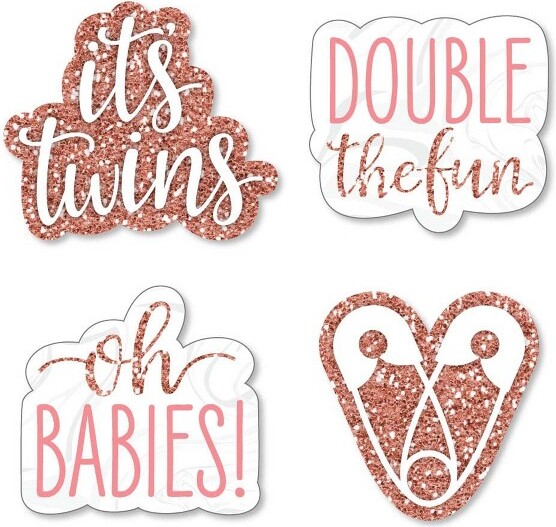 Big Dot of Happiness It's Twin Girls - DIY Shaped Pink and Rose Gold ...