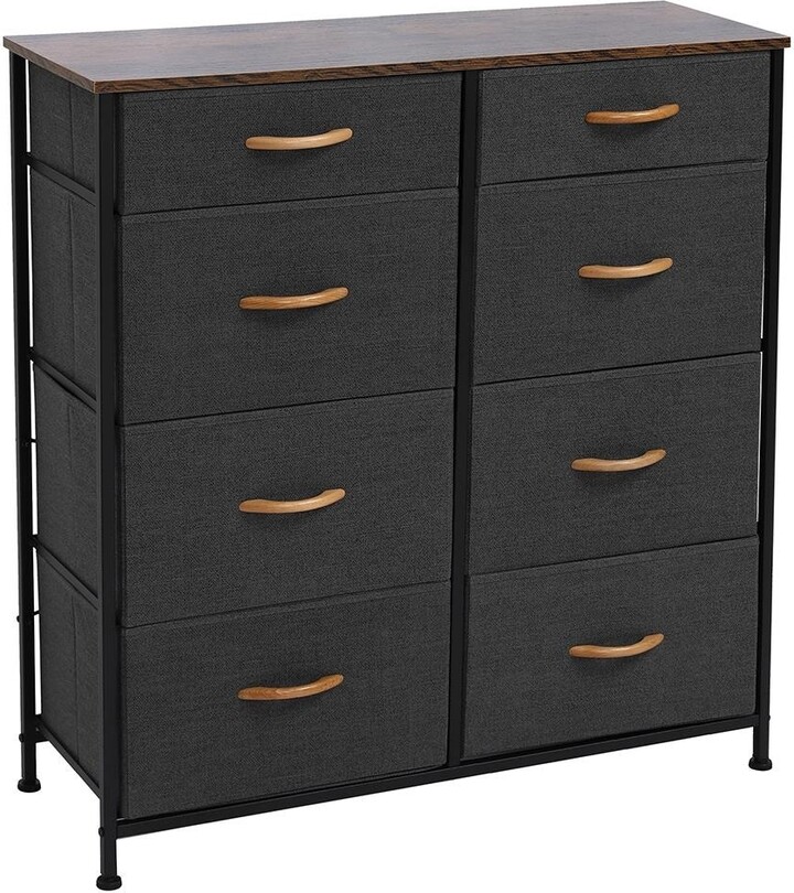 fastbuy 4-Tier Storage Tower with Steel Frame and 8 Fabric Bins Drawers ...