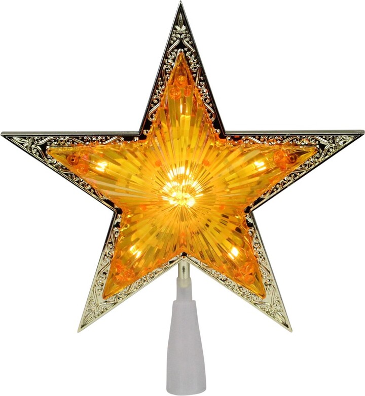 Northlight 9" Pre-Lit Gold and Amber Crystal 5 Point Star Christmas ...