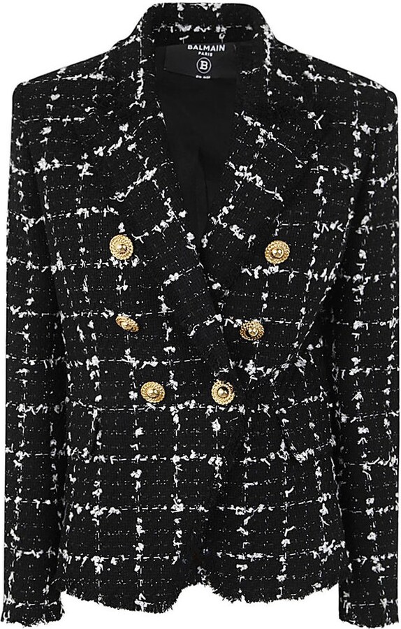Balmain Check Tweed 6-Button Jacket - ShopStyle