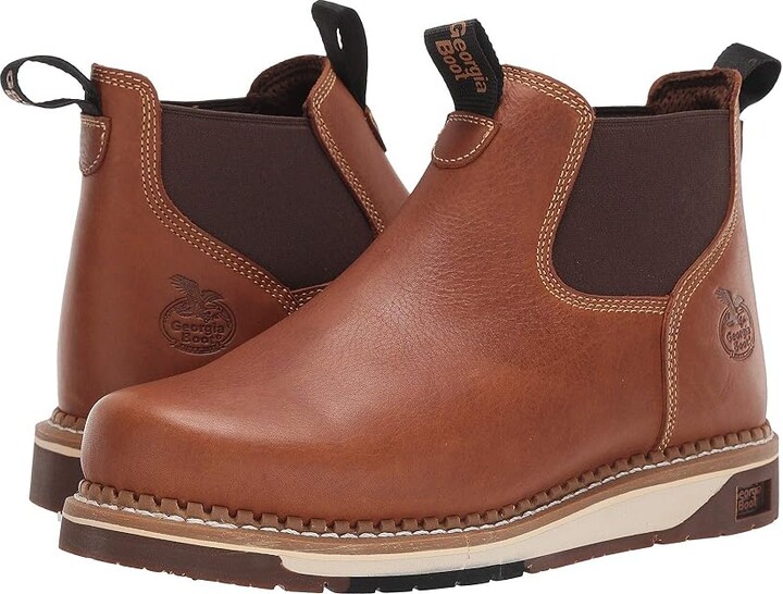 Georgia Boot AMP LT Wedge Chelsea Soft Toe Work Boot (Brown) Men's ...