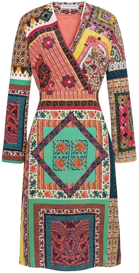 Etro Patchwork Midi Dress - ShopStyle