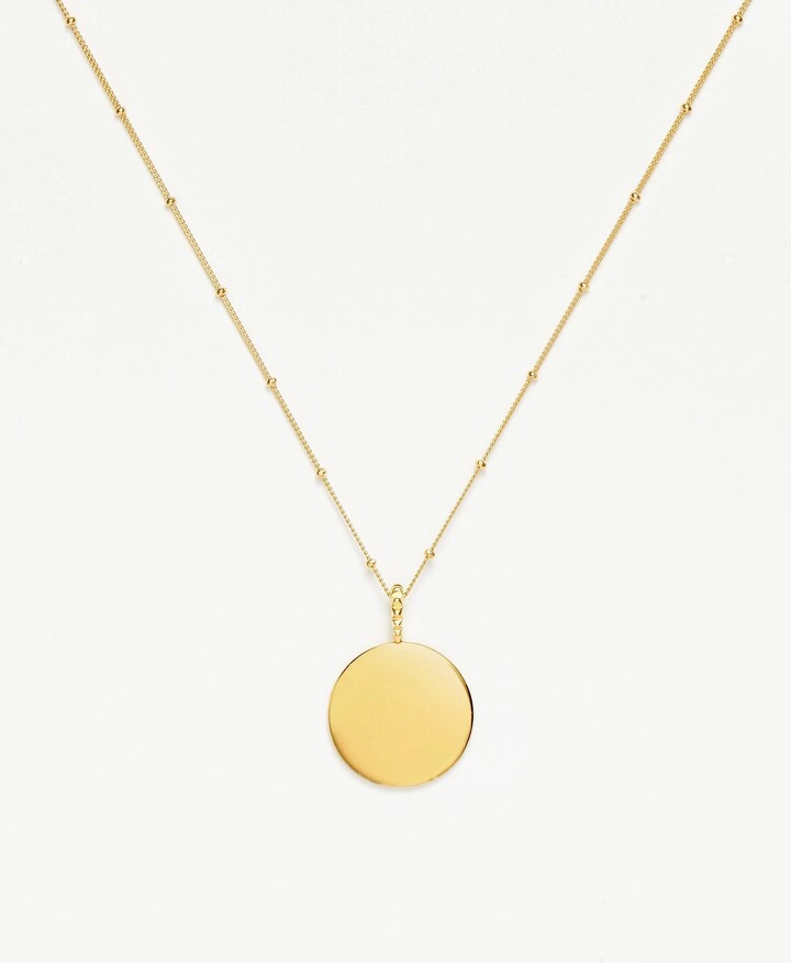 Engravable Large Round Disc Necklace 18ct Gold Plated Vermeil - ShopStyle
