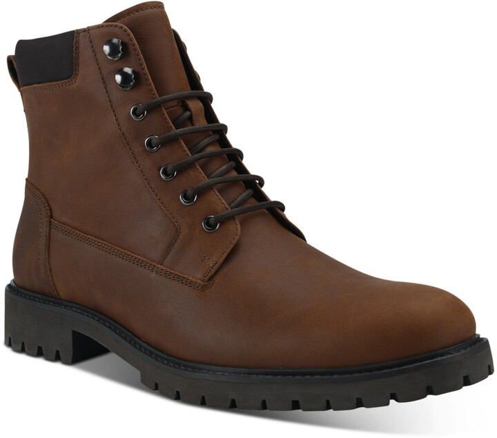 Calvin Klein Men's Cavin Lace-Up Lug Boots Men's Shoes - ShopStyle