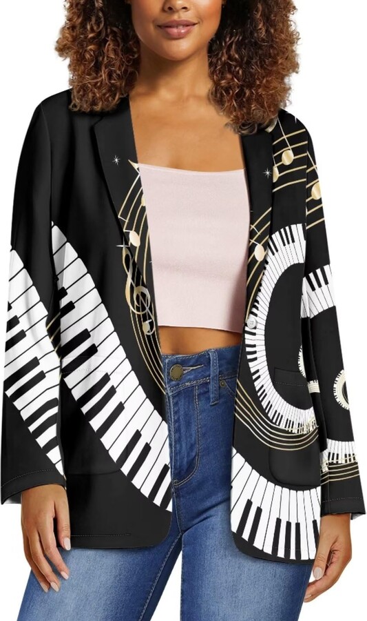 UNICEU Piano Twirl Music Notes Womens Office Work Coat Suit Blazer ...