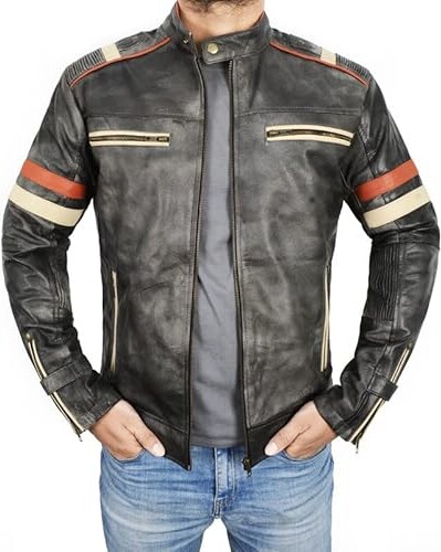 Fashion_First Cafe Racer Retro Vintage Motorcycle Black Distressed ...