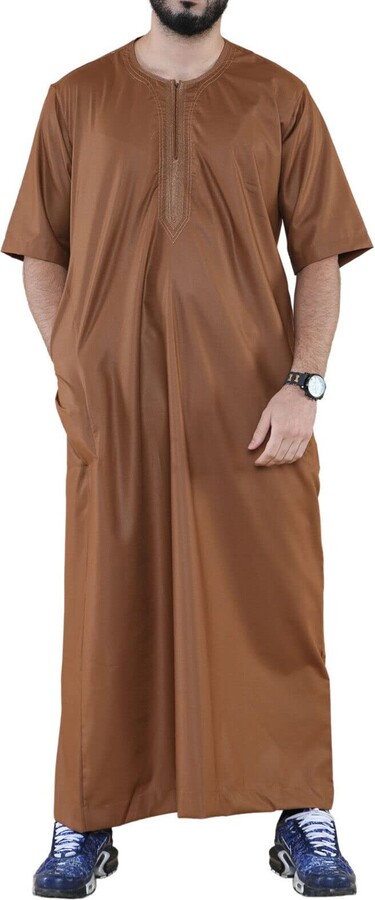Infinity Leather Mens Thobe Jubba Islamic Arab Moroccan Saudi Zipped ...