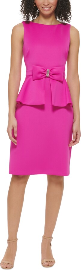 Jessica Howard Women's Boat-Neck Sleeveless Peplum Bow-Trim Dress ...