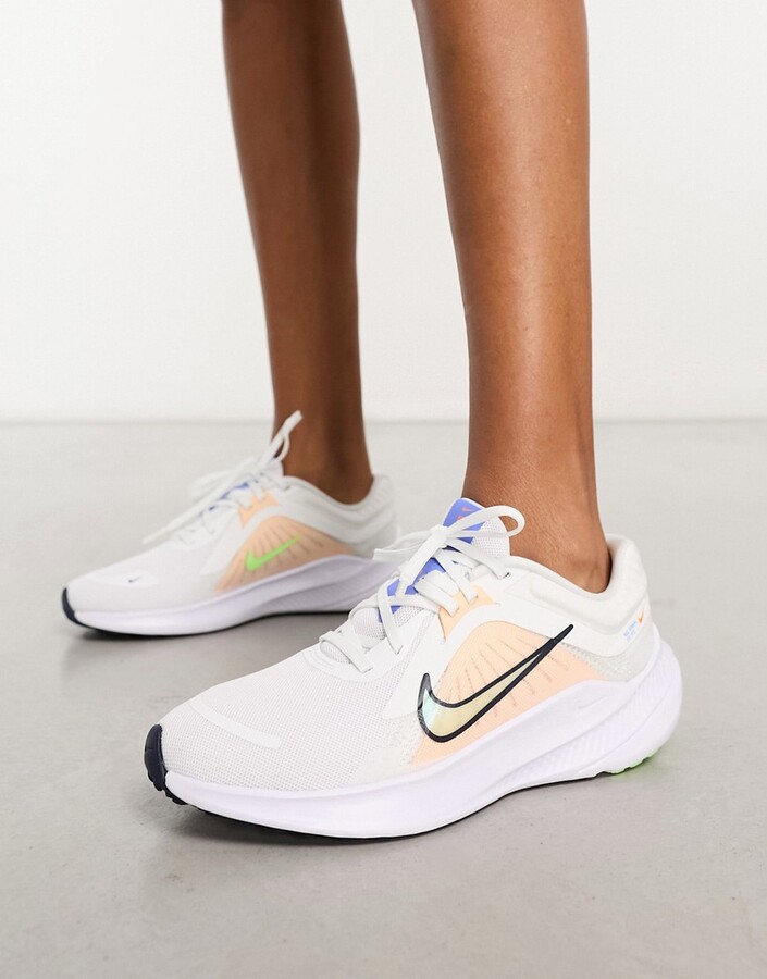 Nike Running Quest 5 trainers in off white multi - ShopStyle