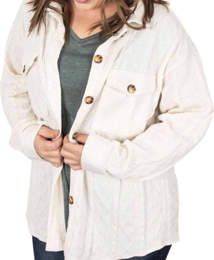 Michelle Mae Cable Knit Jacket in Ivory - ShopStyle