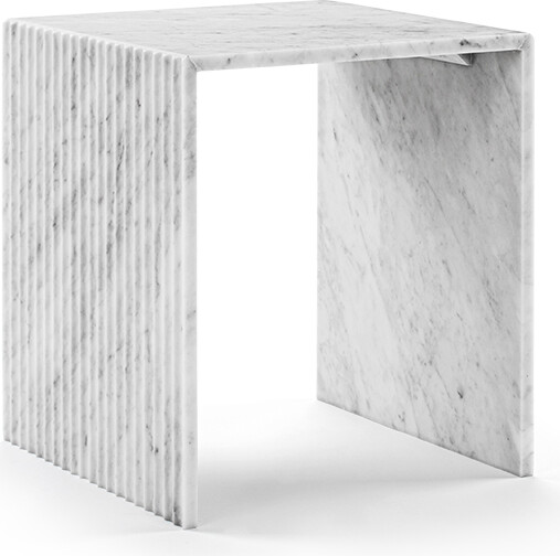 Eternity Modern Canada Gio Minimalist Fluted Carrara Marble Side Table ...