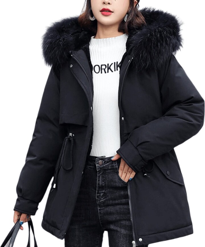 DOBRE Winter Down Coat Inner Fleece Women - ShopStyle