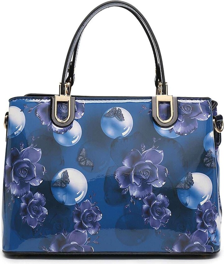 Kitise Flo Crystal Floral Patent Leather Tote Shoulder Bag - ShopStyle