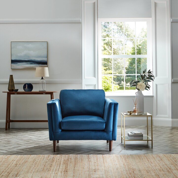 Dunelm Anton Opulent Velvet Snuggle Chair Navy Blue - ShopStyle Armchairs & Recliners