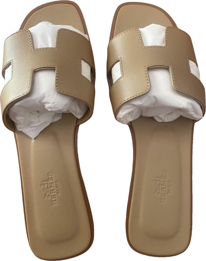 Hermes Oran leather mules - ShopStyle