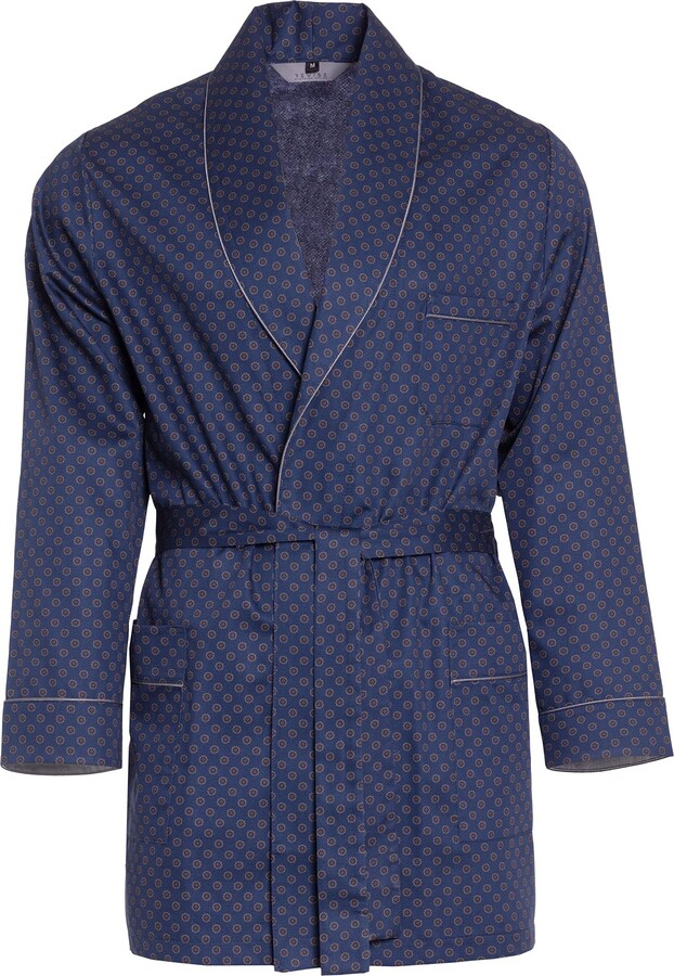 R Revise Revise RE-509 Elegant Men's Dressing Gown - Short - 100% cotton– Darkblue C10 – L ...