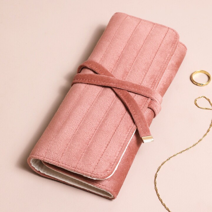 lisa angel Dusky Pink Velvet Jewellery Roll - ShopStyle Baskets & Boxes