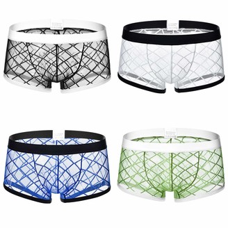Insour Men's Sheer Boxer Briefs Mesh Transparent Underwear Sexy See ...