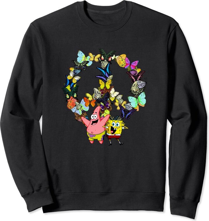 SpongeBob Squarepants Cute Butterflies Forming Peace Sign Sweatshirt ...