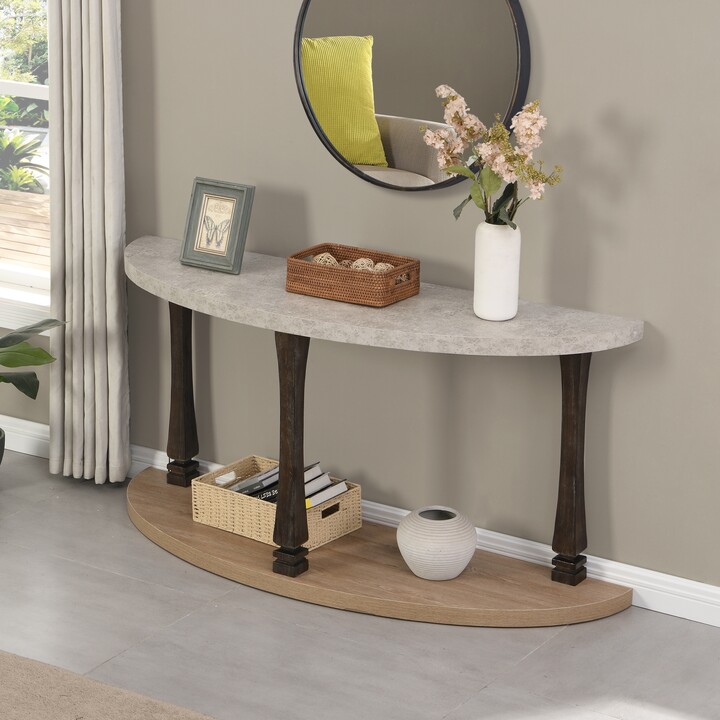 VIVIADORE Mid-Century Roman Console Table, Faux Cement Texture - ShopStyle