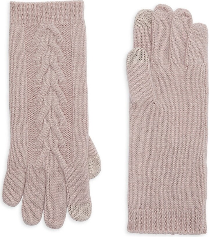 Amicale Cashmere Cable-Knit Tech Gloves - ShopStyle